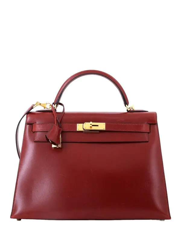 Hermès Kelly Handbag Red Box Calf With Gold Hardware 32 - Rouge H