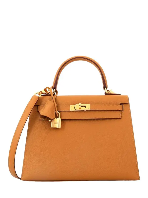 Hermès Kelly Handbag 25 Brown Epsom With Gold Hardware - Sesame