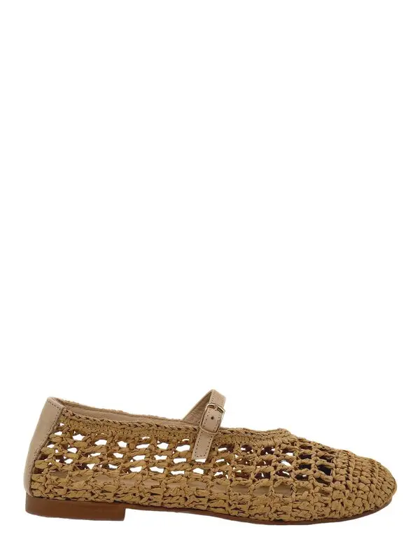 AMIE RAFA Elaina Raffia Mary Janes - Beige