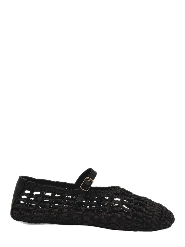 AMIE RAFA Elaina Raffia Mary Janes - Black