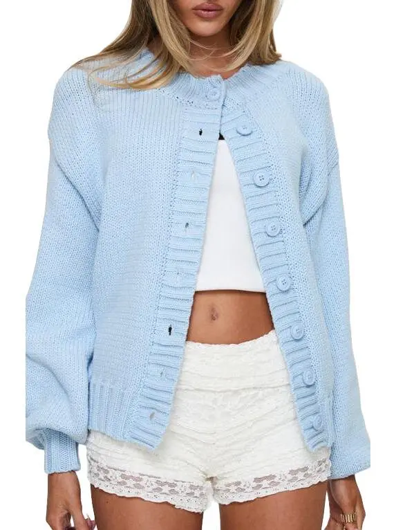 Princess Polly Edern Cotton Blend Cardigan - Blue