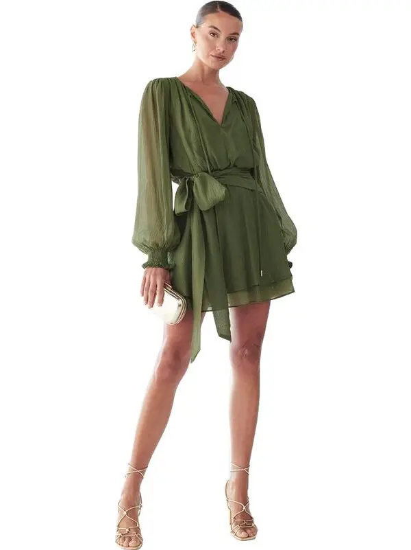 BWLDR Olia Mini Dress - Dark Olive