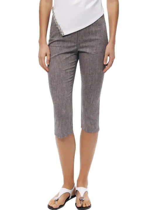 NOCTURNE Tailored Linen-blend Capri Pants - Grey