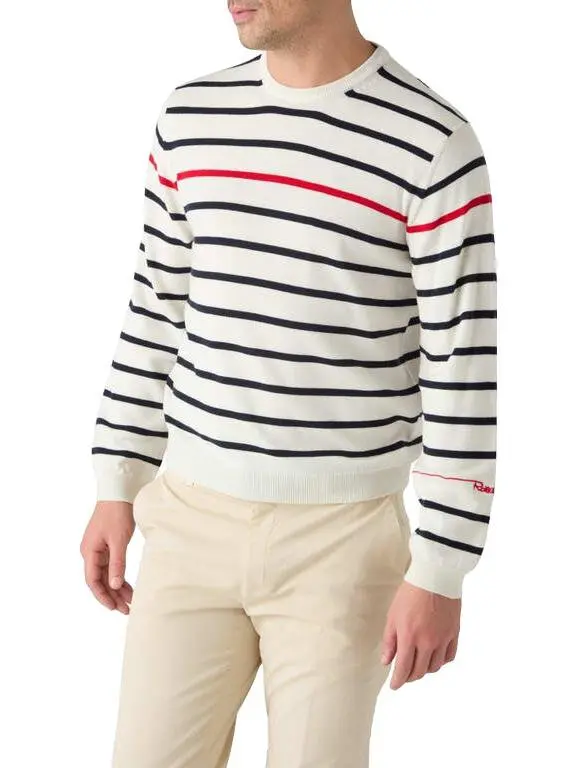 Robert Talbott Cooke Engineered Stripe Sweater - White And Navy