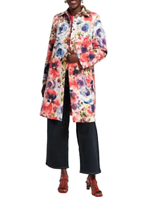 FRANCES VALENTINE Balmacaan Overcoat - Pink/purple/multi
