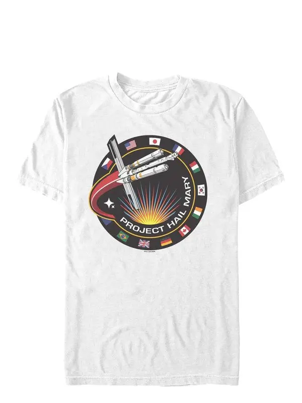 PROJECT HAIL MARY Spacecraft Patch Graphic T-shirt - White