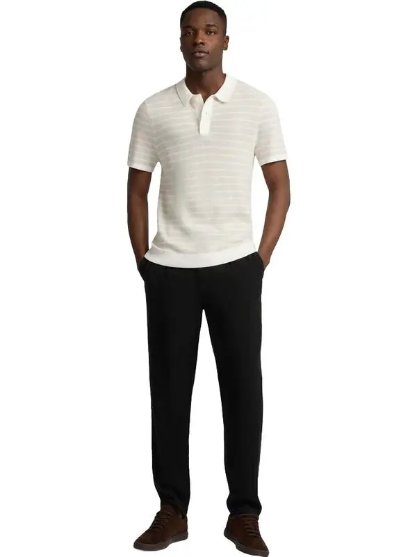 Onia Cotton Textured Knit Polo Tee - Stone/egret