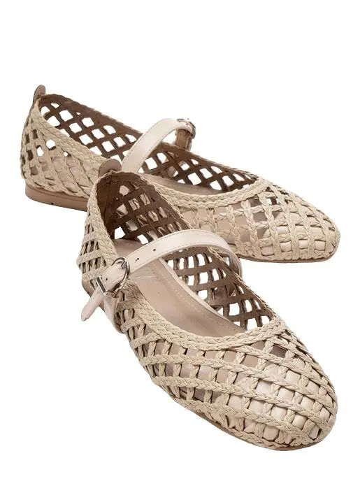PROLOGUE SHOES Doux Woven Ballet Flat - Beige