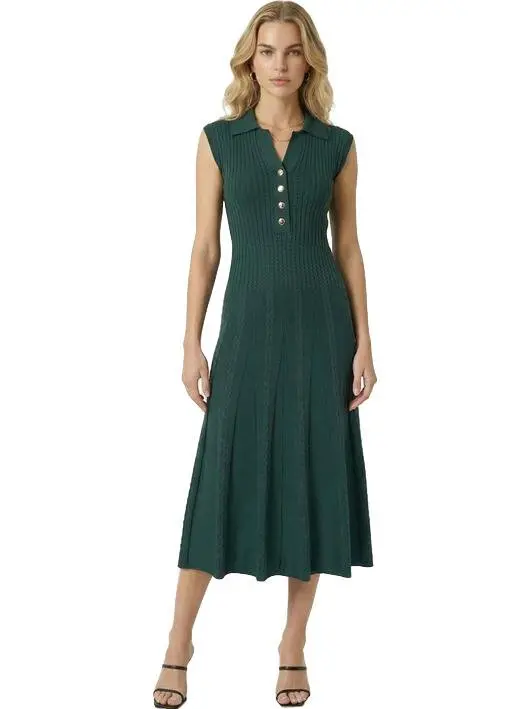 MODENAIRE Sleeveless Knit Midi Dress - Dark Emerald Green