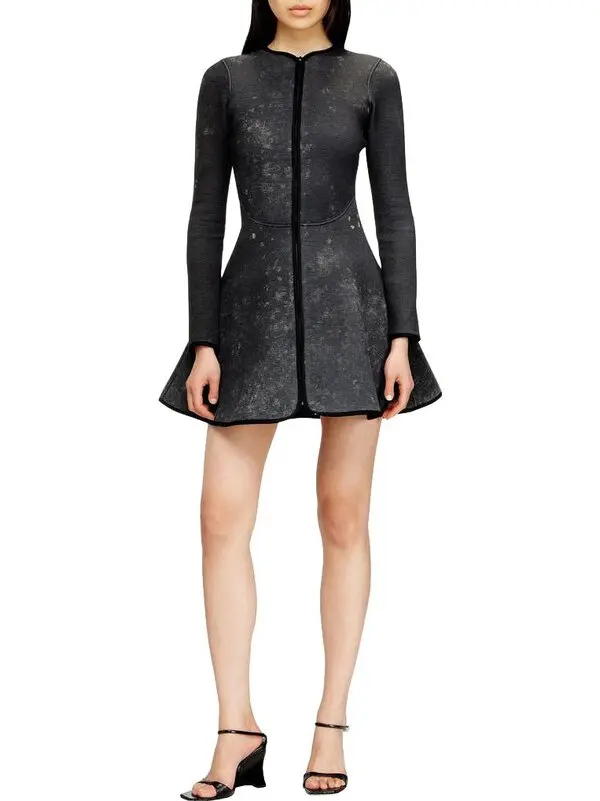 DIESEL® Long-sleeve Fit & Flare Minidress - Black/deni