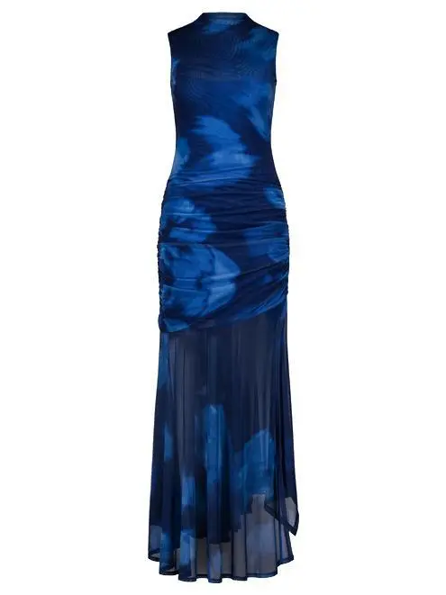 SAEMDI Mara Mesh Maxi Dress - Blue Floral