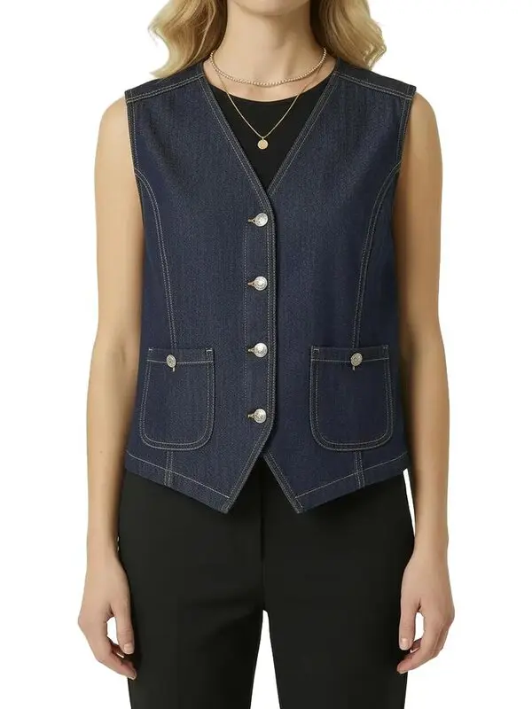MODENAIRE Denim Vest - Dark Indigo