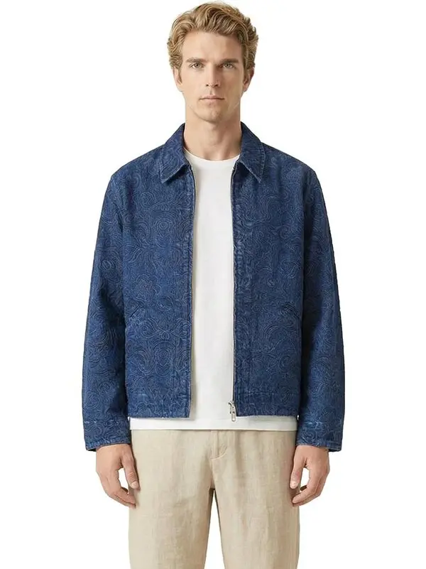 MODENAIRE Textured Zip-up Jacket - Navy