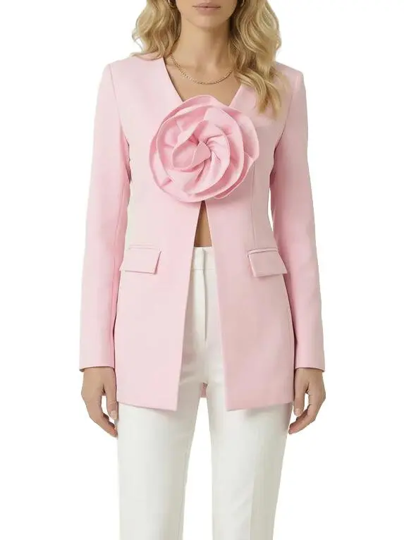 MODENAIRE Tailored Blazer With Rosette Detail - Pink