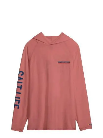 SALT LIFE Tuna Tournament Performance Hoodie - Burnt Coral Heather