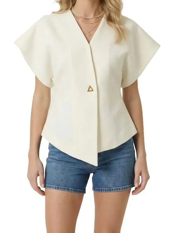 MODENAIRE Textured Wrap Top - Off-white