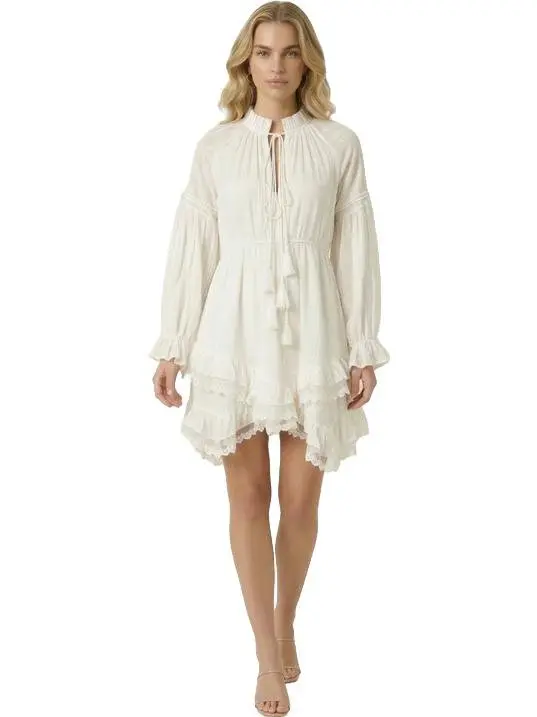 MODENAIRE Boho Mini Dress - Ivory