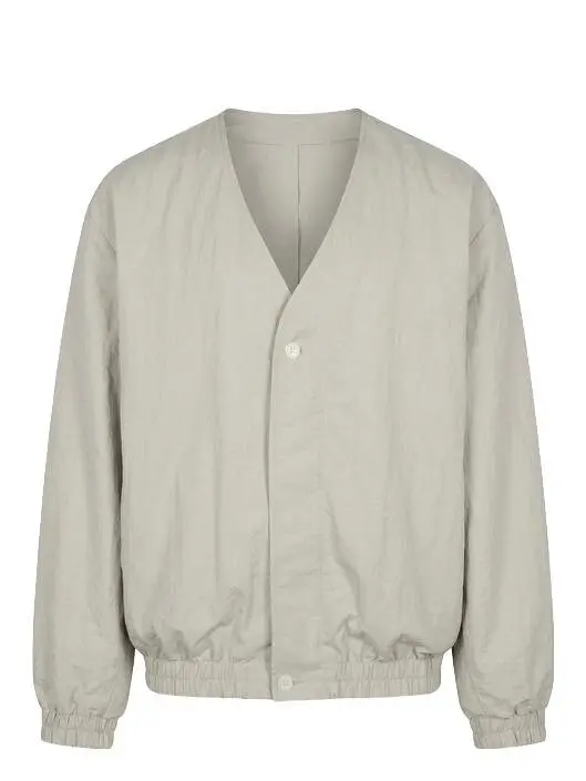 MODENAIRE Lightweight Elastic Hem Bomber Jacket - Light Beige