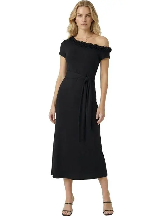 MODENAIRE One-shoulder Midi Dress - Black