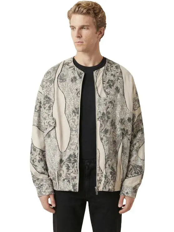 MODENAIRE Printed Zip-front Jacket - Ivory/grey