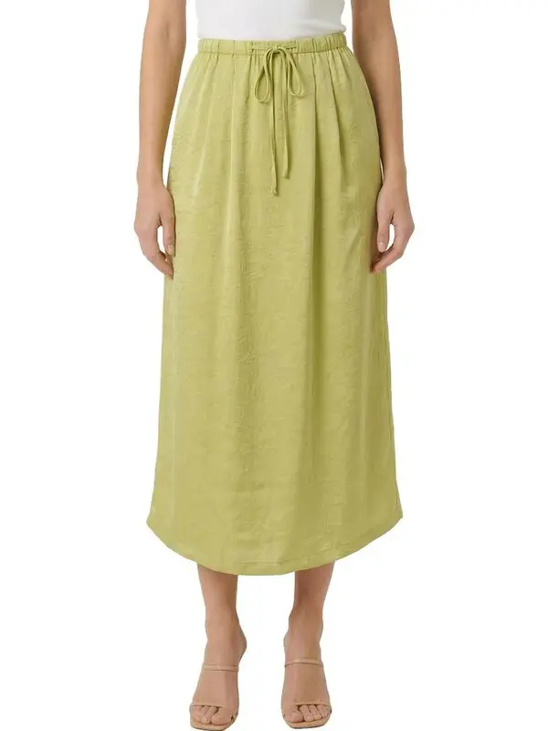 MODENAIRE Midi Skirt With Elastic Waistband - Chartreuse