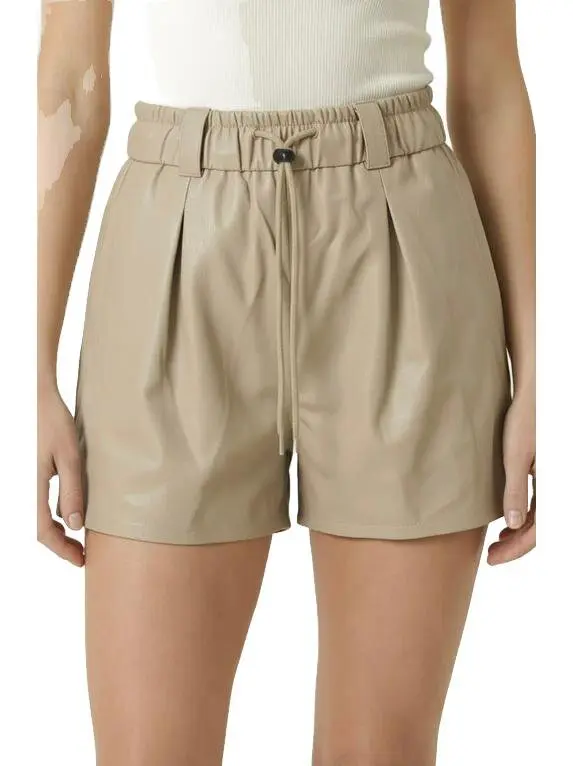 MODENAIRE High-waisted Relaxed Fit Shorts - Beige