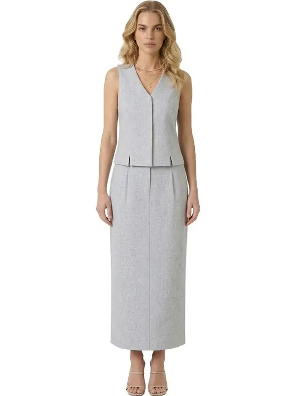 MODENAIRE Sleeveless Top And Midi Skirt Set - Light Grey