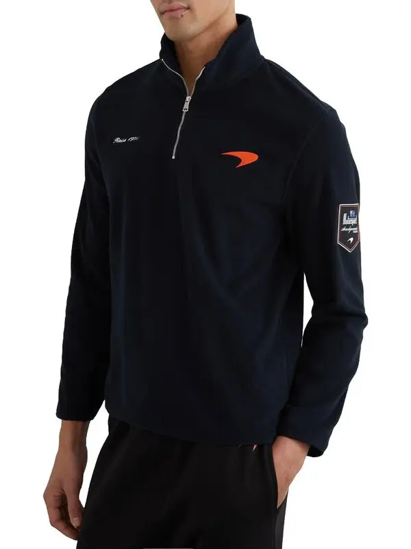 REISS X Mclaren Quarter Zip Pullover - Navy
