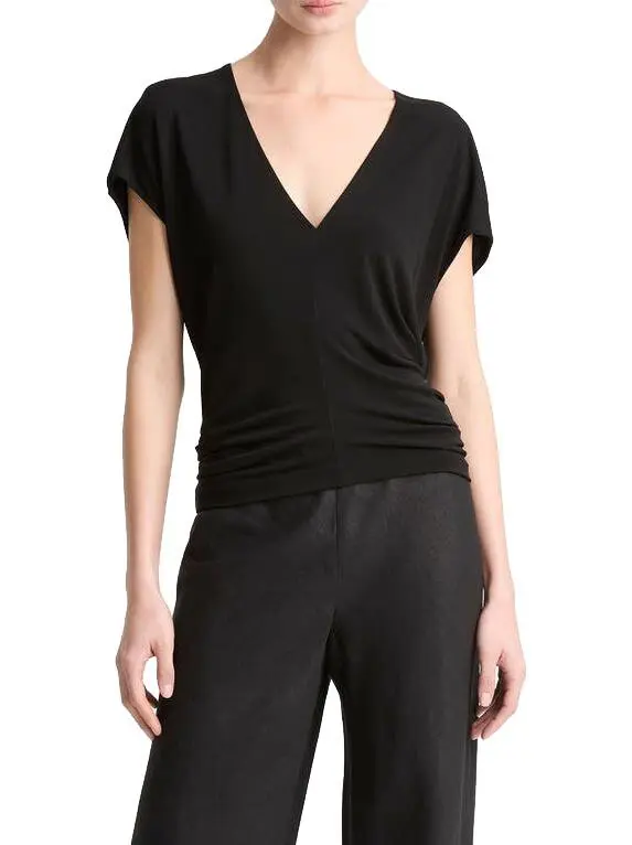 Vince Ruched Dolman Sleeve Top - Black