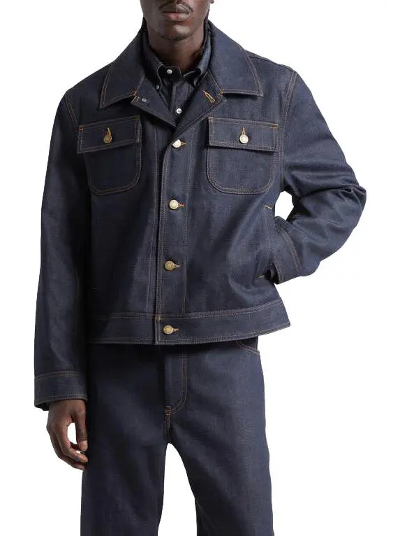 Thom Browne Selvedge Denim Backstrap Utility Jacket - Navy