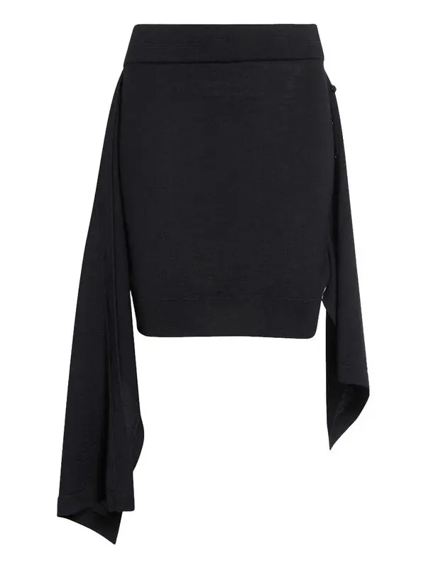 LEMAIRE Button Drape Merino Wool-blend Skirt - Black
