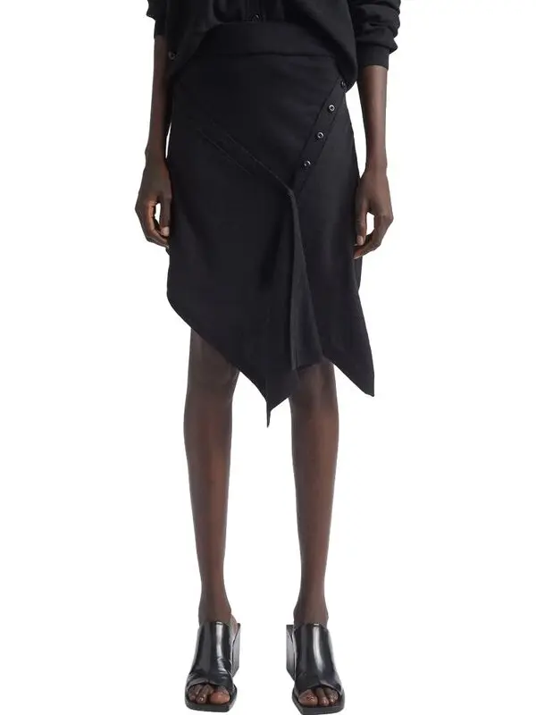 LEMAIRE Button Drape Merino Wool-blend Skirt - Black