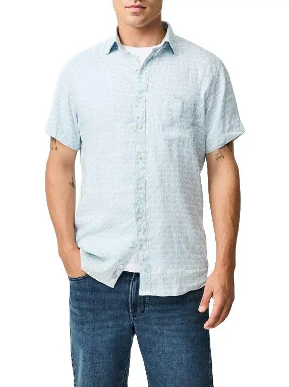 Rodd & Gunn Glenene Sports Fit Microprint Short Sleeve Linen Button-up Shirt - Dusk