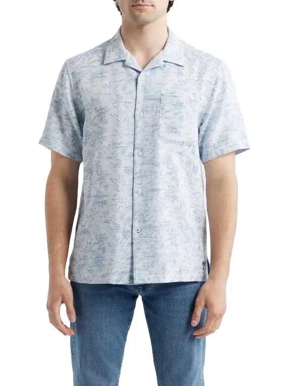 Tommy Bahama Torres Gardens Floral Jacquard Short Sleeve Button-up Shirt - Deep Space