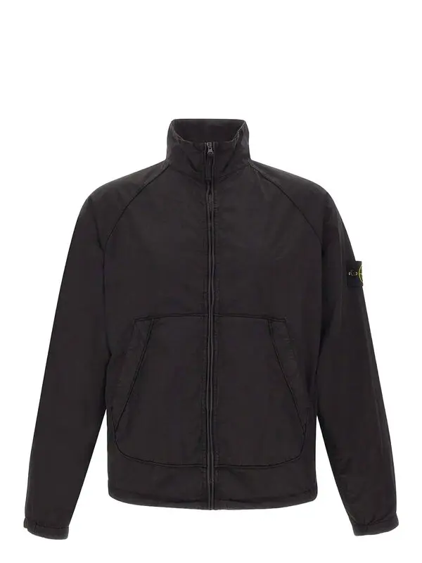 Stone Island Cotton Canvas Zip-up Track Jacket - Black