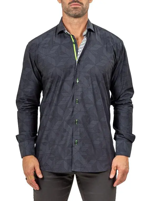 MACEOO Eins Marthy Contemporary Fit Cotton Button-up Shirt - Black