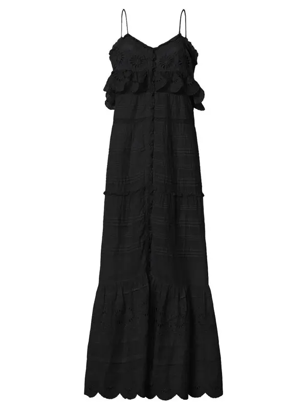MARANT ETOILE Paule Long Floral Cotton And Lace Dress - Black
