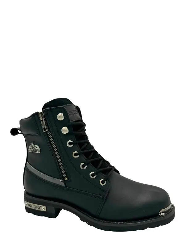ADTEC 6" Reflective Double Zipper Biker Boots - Black