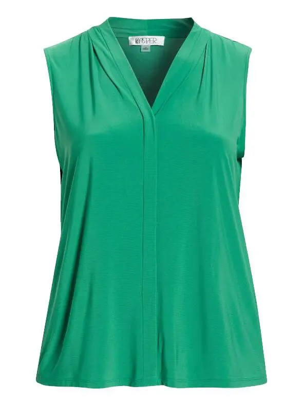 KASPER Sleeveless Pleat Front Top - Lush Green