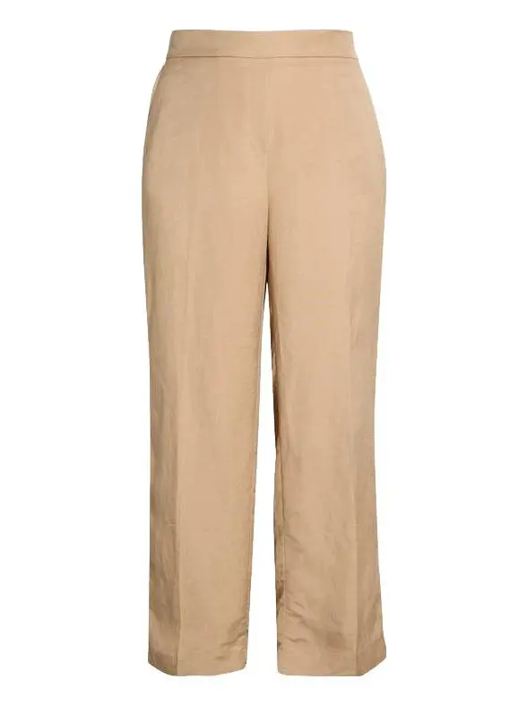 KASPER The Audrey Pull-on Straight Leg Linen Blend Pants - Toasted Wheat