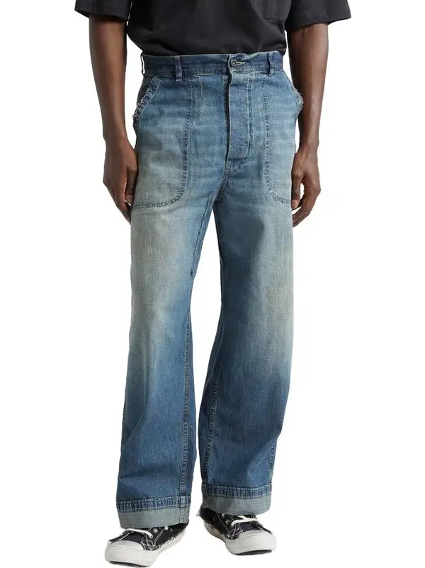 MAISON MARGIELA Wide-leg Japanese Denim Jeans - Washed Blue