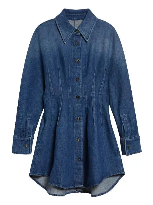 Givenchy Long Sleeve Denim Cocoon Mini Shirtdress - Medium Blue