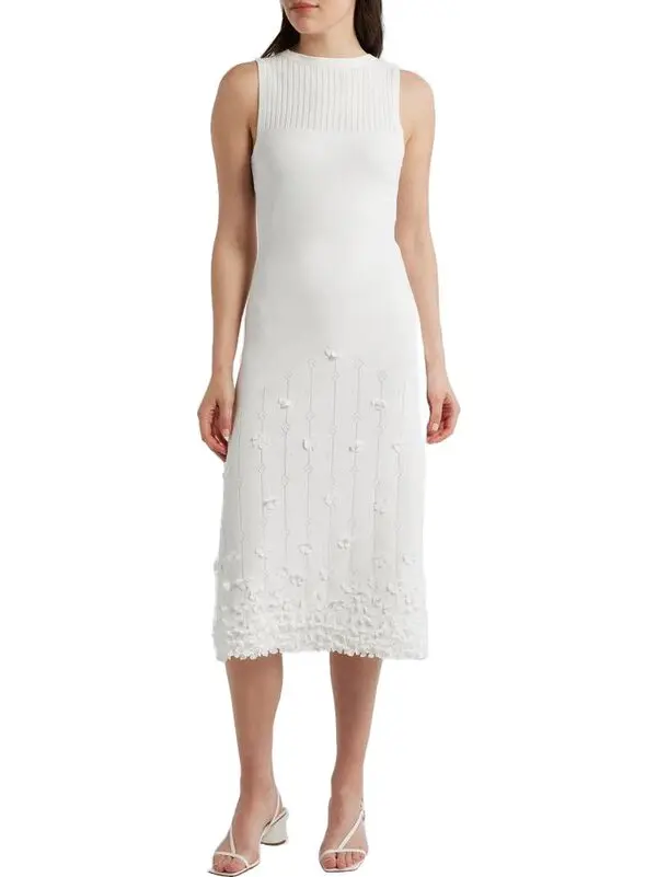 Elie Tahari The Alana 3d Flower Sleeveless Maxi Dress - Sky White
