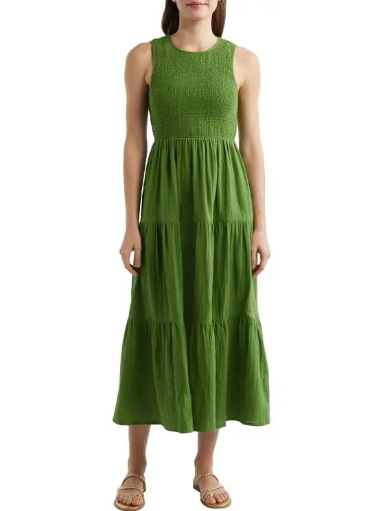 NOBODY'S CHILD Charlie Smocked Sleeveless Maxi Dress - Green