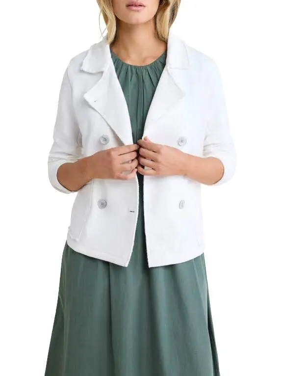 NIC+ZOE Cotton Blend French Terry Jacket - Paper White