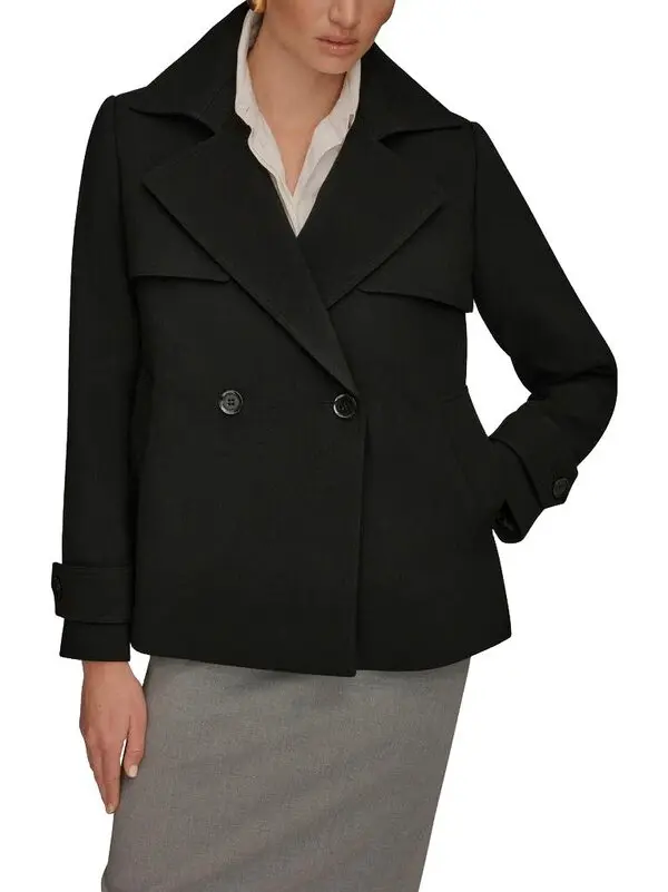 Donna Karan New York Double-breasted Crepe Coat - Black