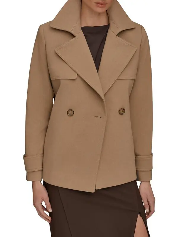 Donna Karan New York Double-breasted Crepe Coat - Light Camel