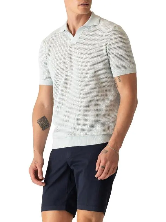 DEKE Modern Open Knit Polo - Ice Water