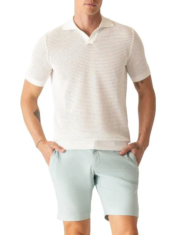 DEKE Modern Open Knit Polo - White
