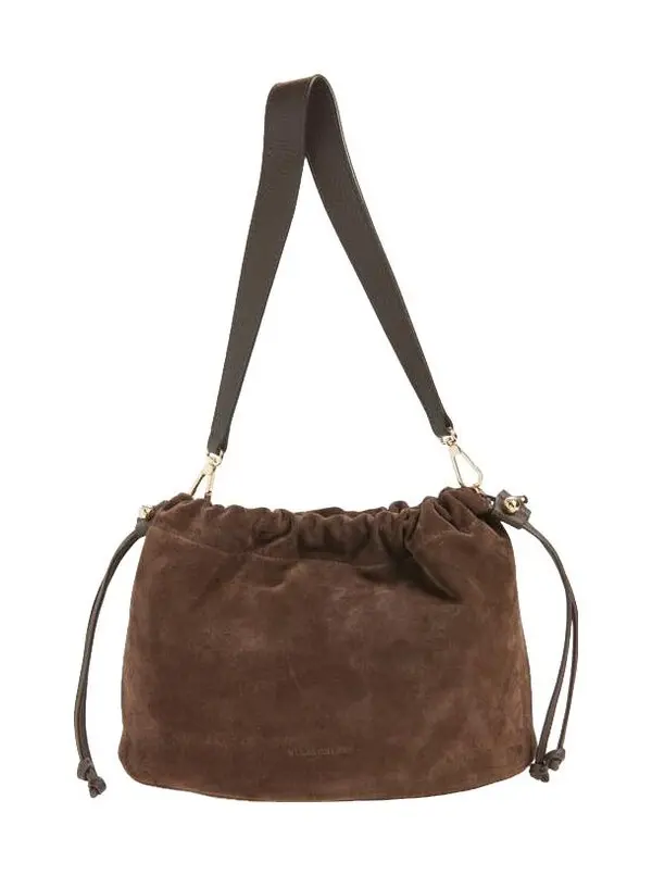 Strathberry Midi Suede Drawstring Handbag - Chocolate